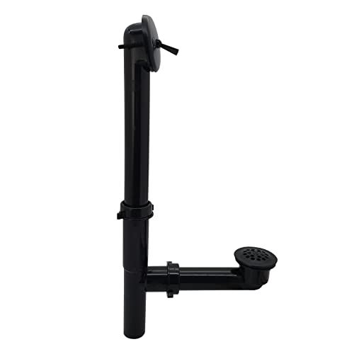 Westbrass 592144-62 Black 1-1/2" Tubular Trip Lever Bath Waste Drain Kit, Matte Black