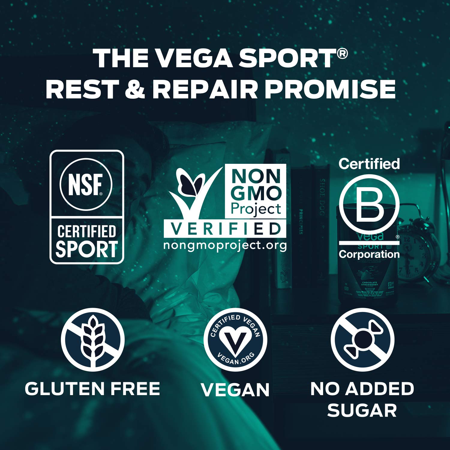 Vega Nighttime Rest & Repair Protein Powder, Chocolate Strawberry - 18g Vegan Plant Protein, 3mg Melatonin, Magnesium for Women & Men, 15 oz (Packaging May Vary)