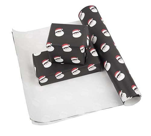 ZIGFRUIT 10 Sheets Black Santa Wrapping Paper Christmas Holidays Wrapping Paper African American Christmas Wrapping Paper Roll for Gifts 17”x27.5” Per Sheet(10 Sheets in A Roll Not Folded Sheets)