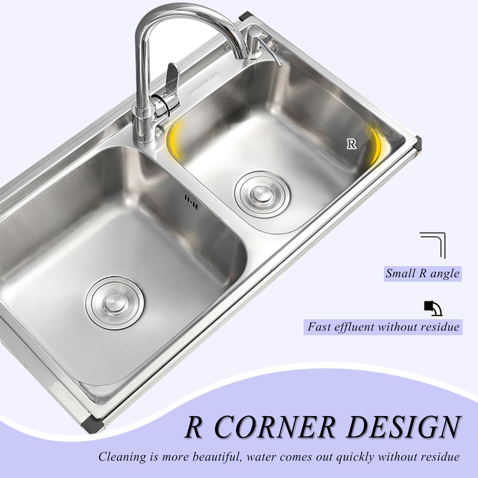 ZILZAL Simple Kitchen Sink Commercial Sink 2 Compartment Free Standing Utility Sink for Garage, Restaurant, Kitchen, Laundry Room