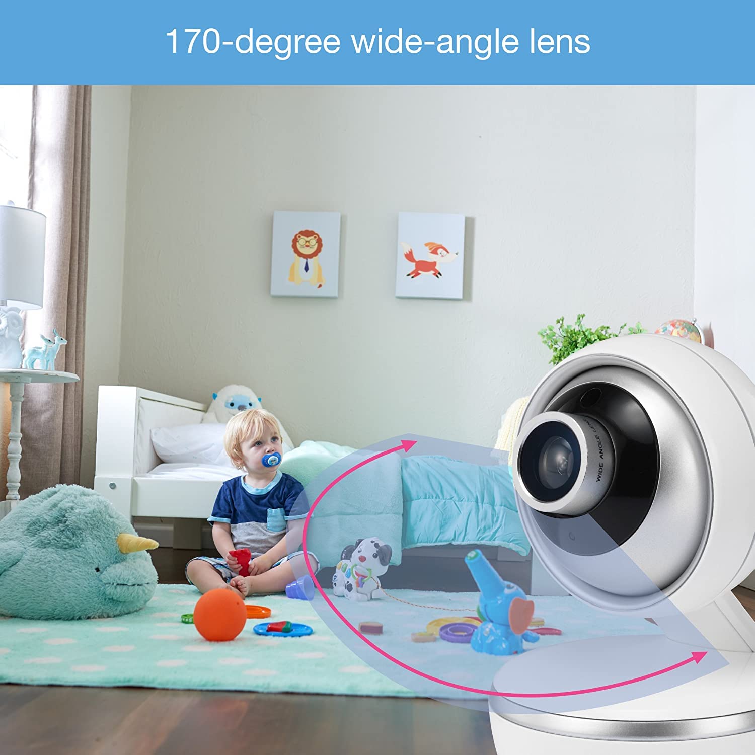 VTech VM5261 5β Digital Video Baby Monitor with Pan & Tilt Camera, Wide-Angle Lens and Standard Lens, White (Renewed)