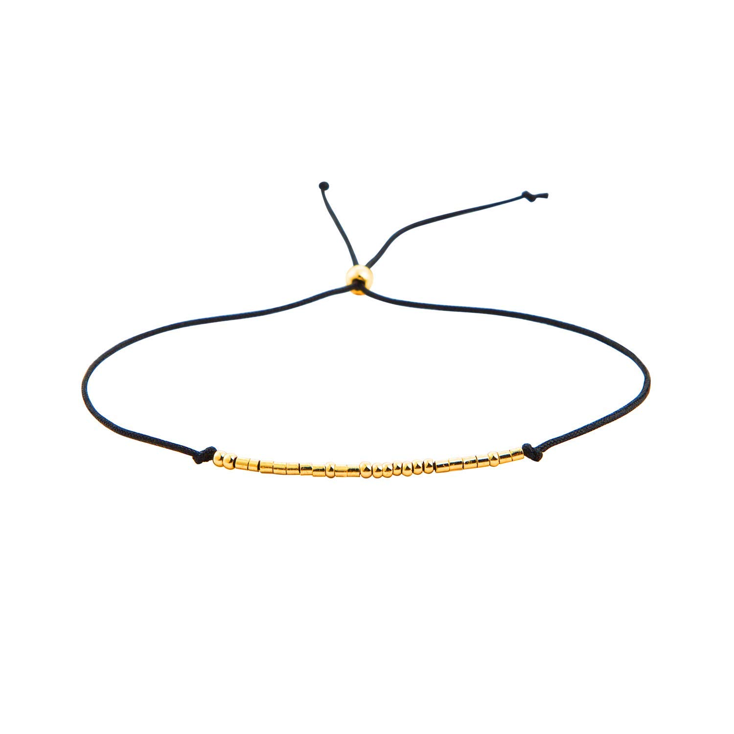 Twins Gift Morse Code Bracelets 14k Gold Plated Beads on Silk Cord Secret Message Birthday Gifts for Twins