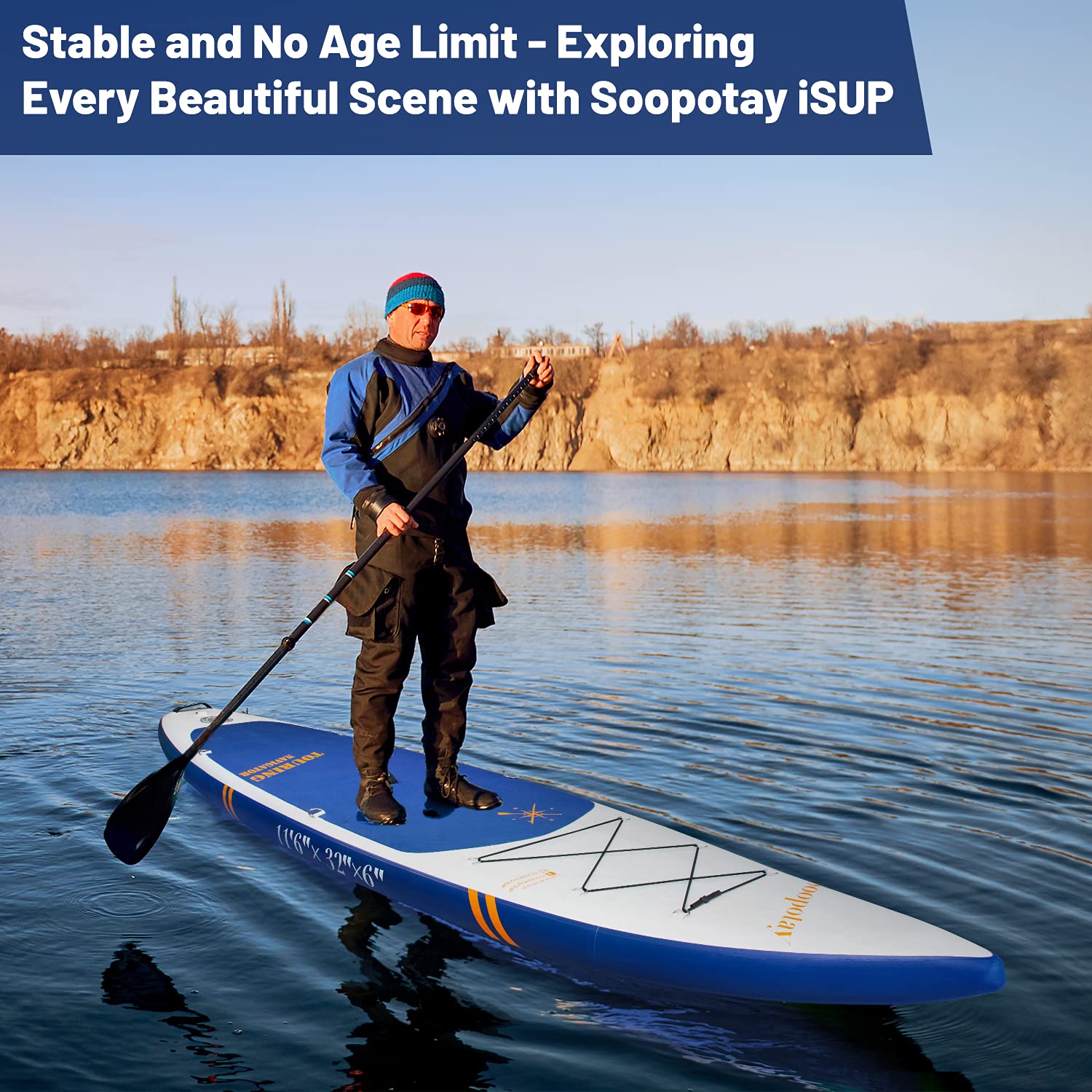 Soopotay SUP Inflatable Paddle Boards for Adults, 11'6'' x 32'' x 6'' Stand Up Paddleboard, Blow Up Paddle Board with Kayak Function, iSUP Package Includes