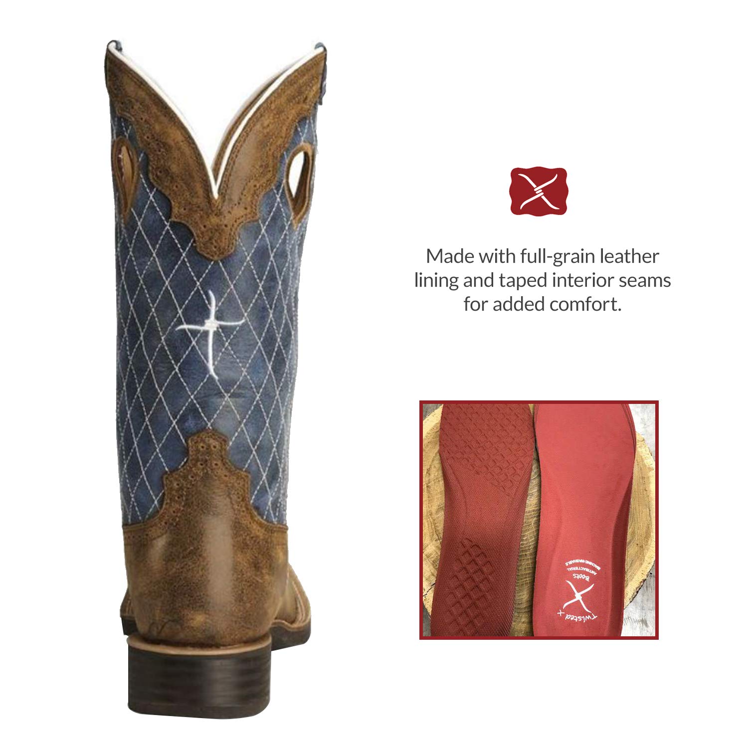 Twisted X Mens 14" Ruff Stock, Bomber & Blue, 9 D