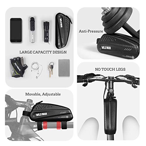 WILD MAN Waterproof Hard Shell Front Frame Bike Bag Large Capacity for Cycling Accessories Storage Suit for Road Mountain Cycling