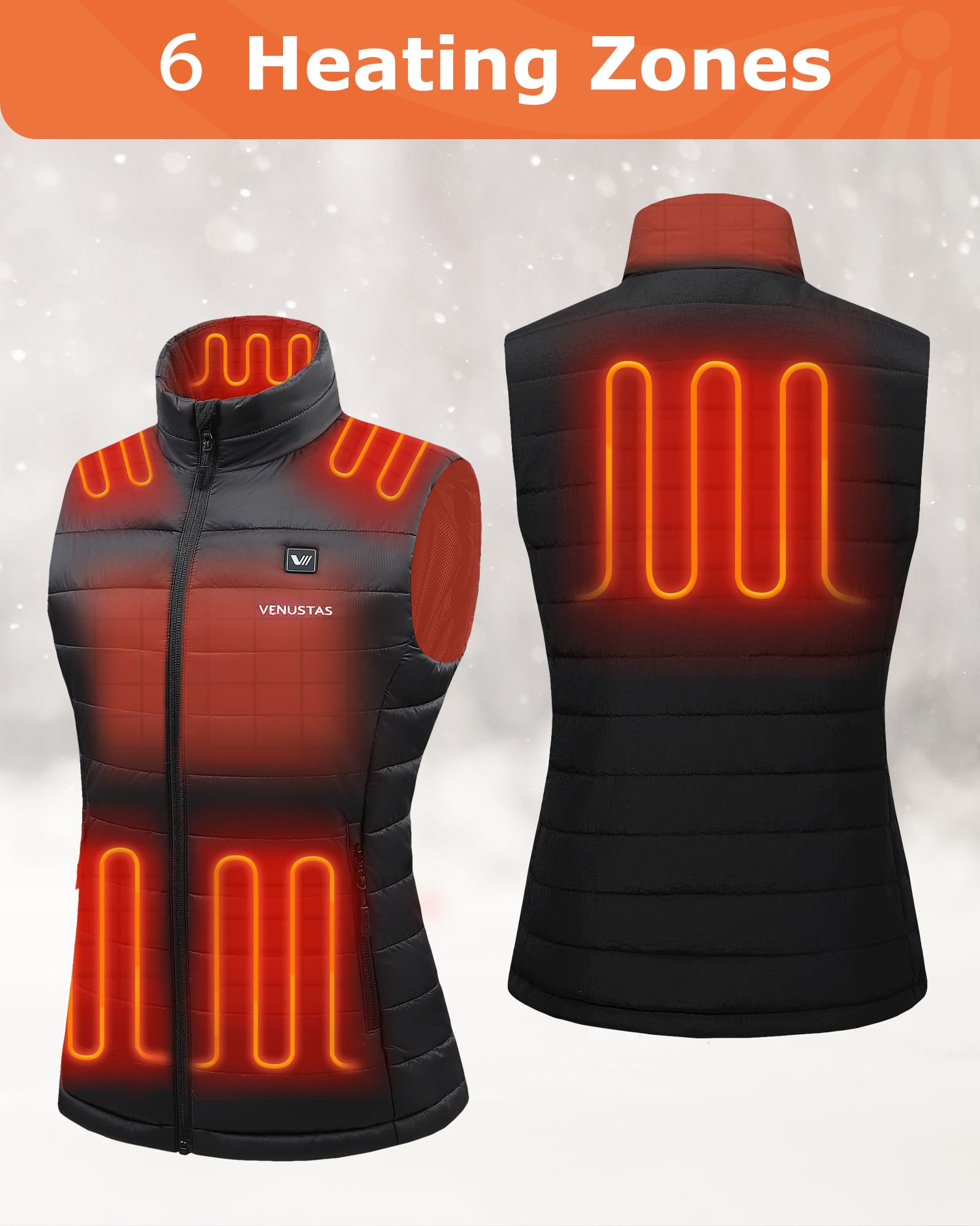 Venustas Women's Heated Vest with Battery Pack 7.4V, Lightweight Heated Coat for Women