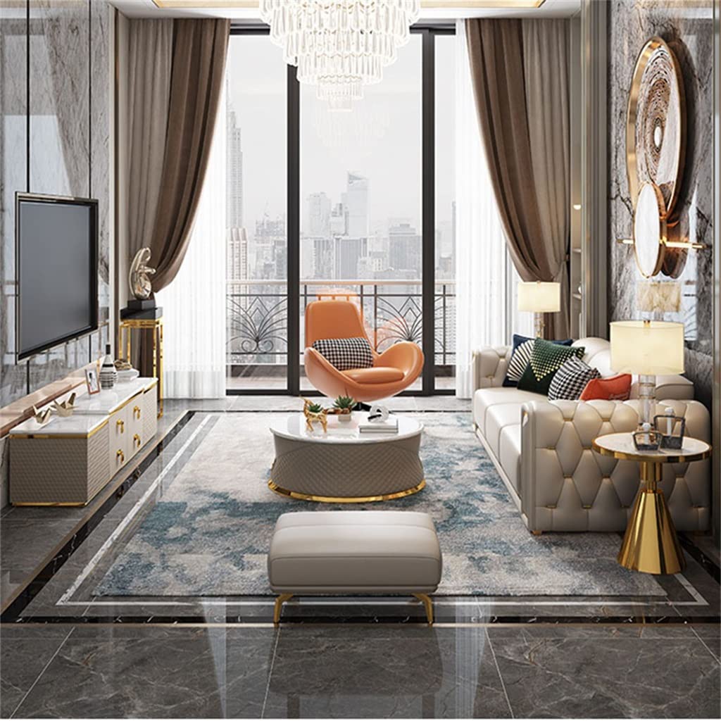 YASEZ Italian American Leather Sofa Living Room Apartment Three Adjustable Sofa Furniture