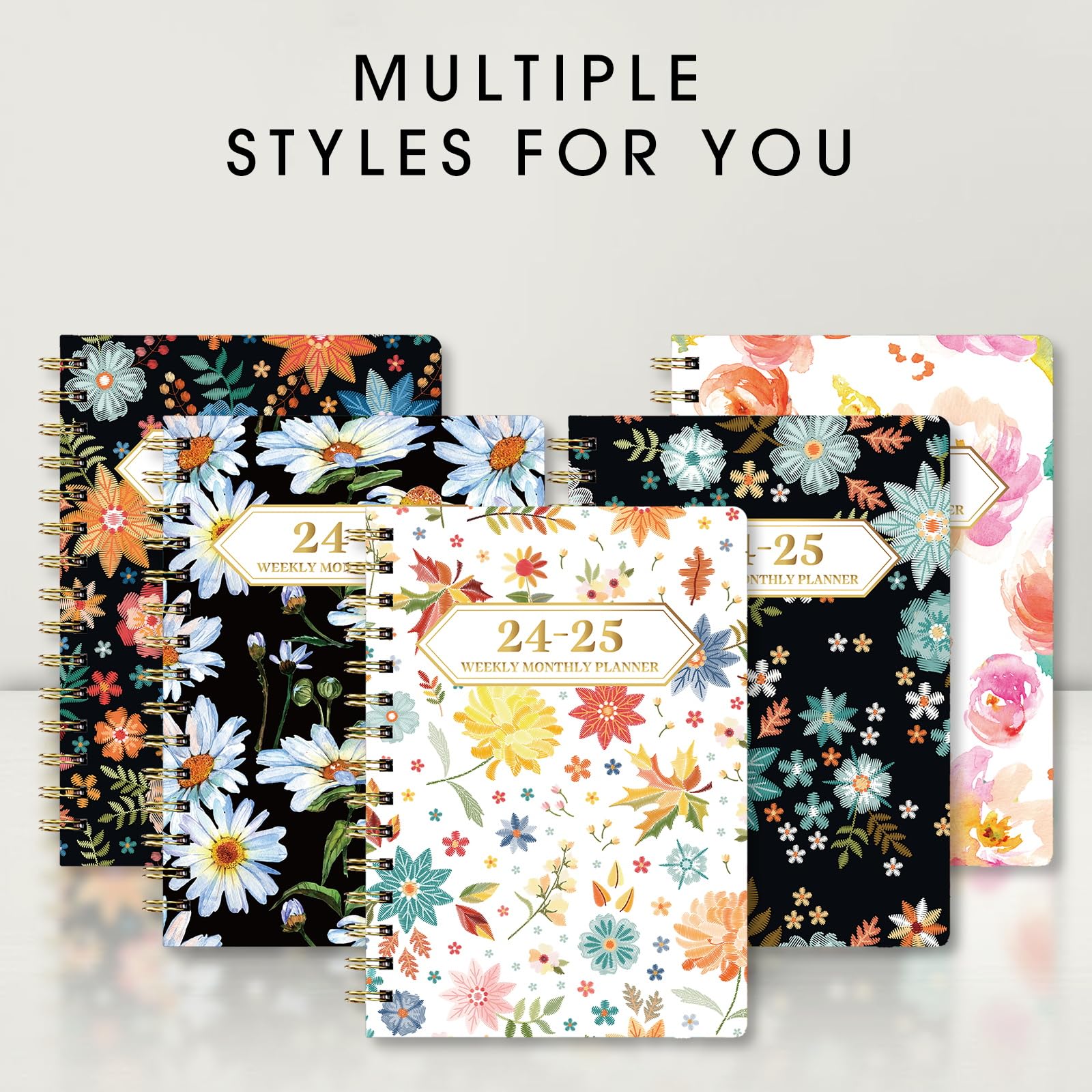 Ymumuda 2024-2025 Planner, 12-Month Daily Weekly Monthly Planner from JUL.2024 to JUN.2025, 8.4" X 6", Spiral Planner Notebook with Stickers, Elastic Closure, Inner Pocket, Colorful Embroidery