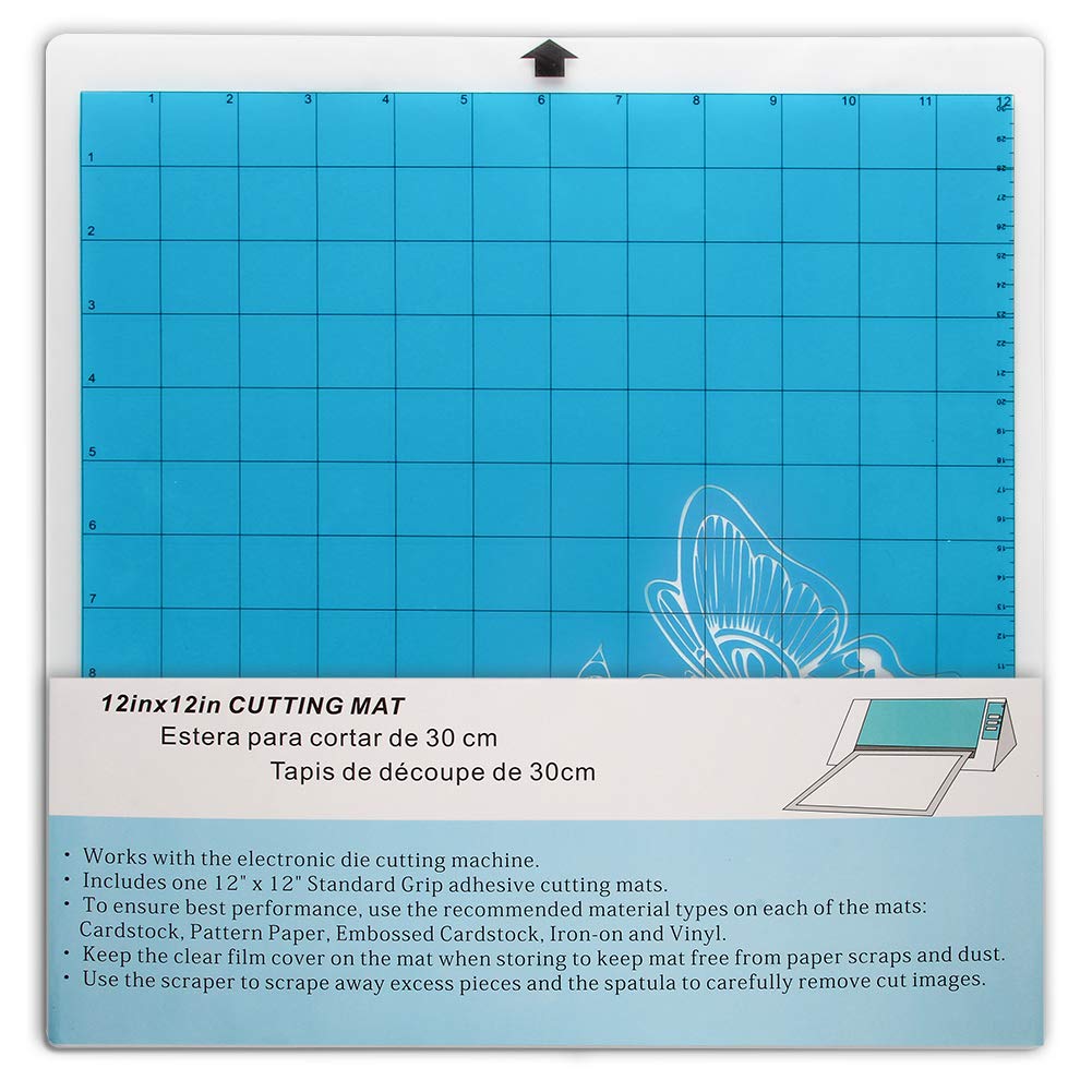 WIWAPLEX Cutting Mat for Silhouette Cameo, Standardgrip 12x12Inch, 4 Pack, Adhesive & Sticky Non-Slip Flexible Gridded Cut Mats, Replacement Vinyl Cutting Mat for Craft