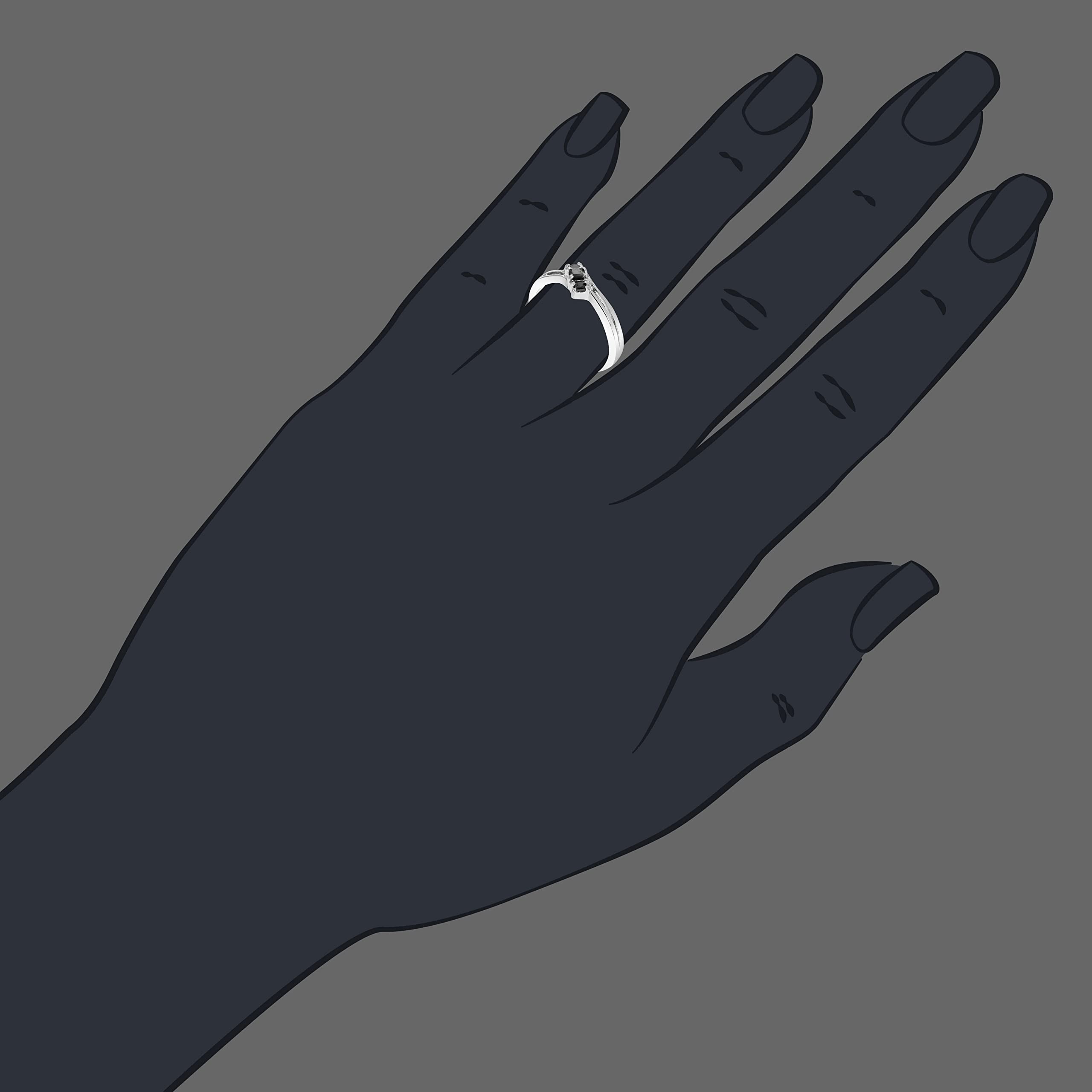 Vir Jewels 1/2 cttw 3 stone Princess Cut Black Diamond Ring .925 Sterling Silver Rhodium Size 7