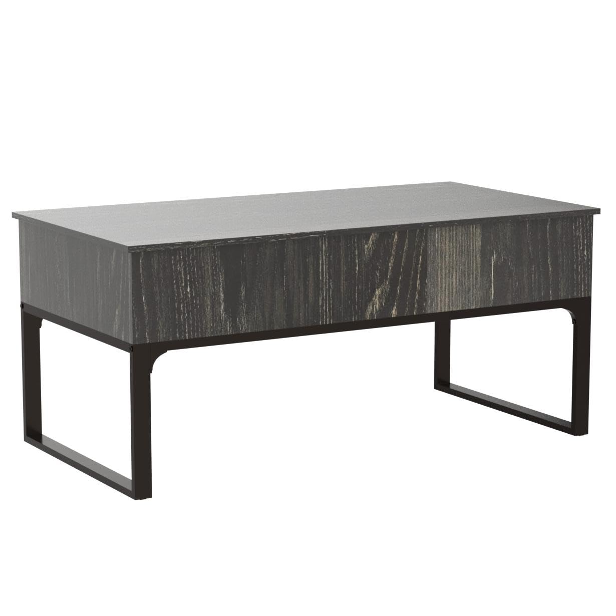 WLIVE Lift Top Coffee Table with Hidden Compartment, Cocktail Table, Rising Center for Living Room, Side Drawer and Metal Frame, Walnut Oak