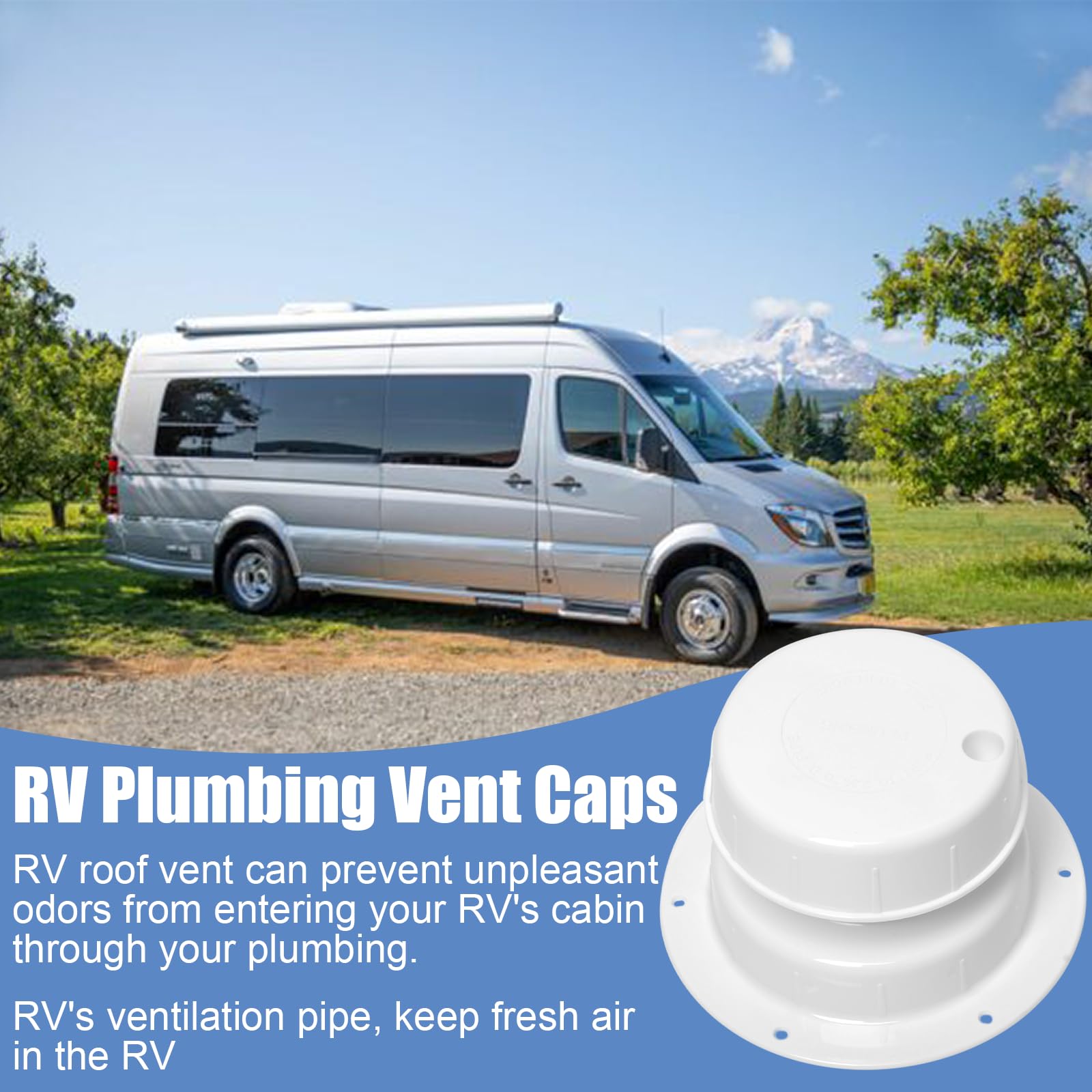 Wadoy RV Plumbing Vent Cap, Camper Vent Cap for 1 to 2 3/8" Pipe, RV Sewer Vent Cap Replacement