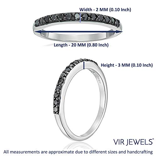 Vir Jewels 1/5 cttw Black Diamond Ring Wedding Band .925 Sterling Silver 13 Stones Round Size 9