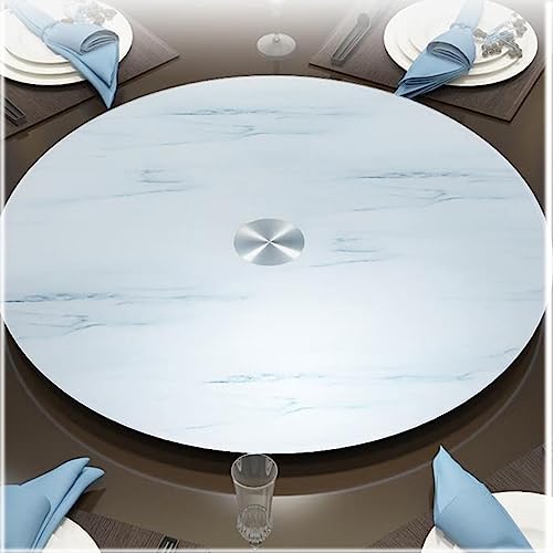 VERDDE 30in Round Lazy Susan Glass Turntable Marble Color Dining Table Serving Tray For Homes & Restaurants - Silent Smooth - Aluminum Alloy Bearing