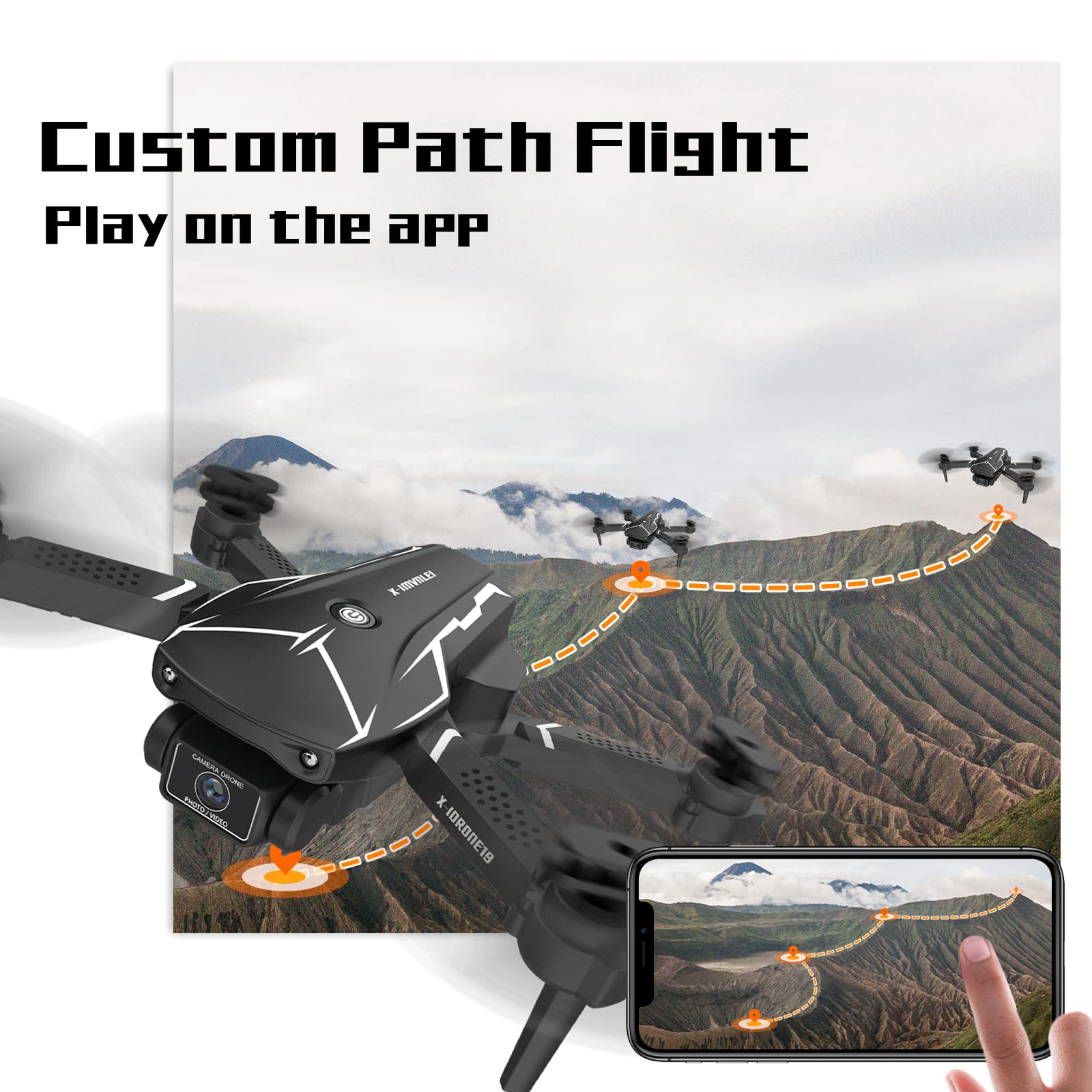 X-IMVNLEI19 Drones with Camera for Adults 720P, Foldable FPV Drones for Beginners with Live Video, Altitude Hold with Optical Flow Positioning, 3D Flips, 2 Cameras, One Key Start, 2 Batteries