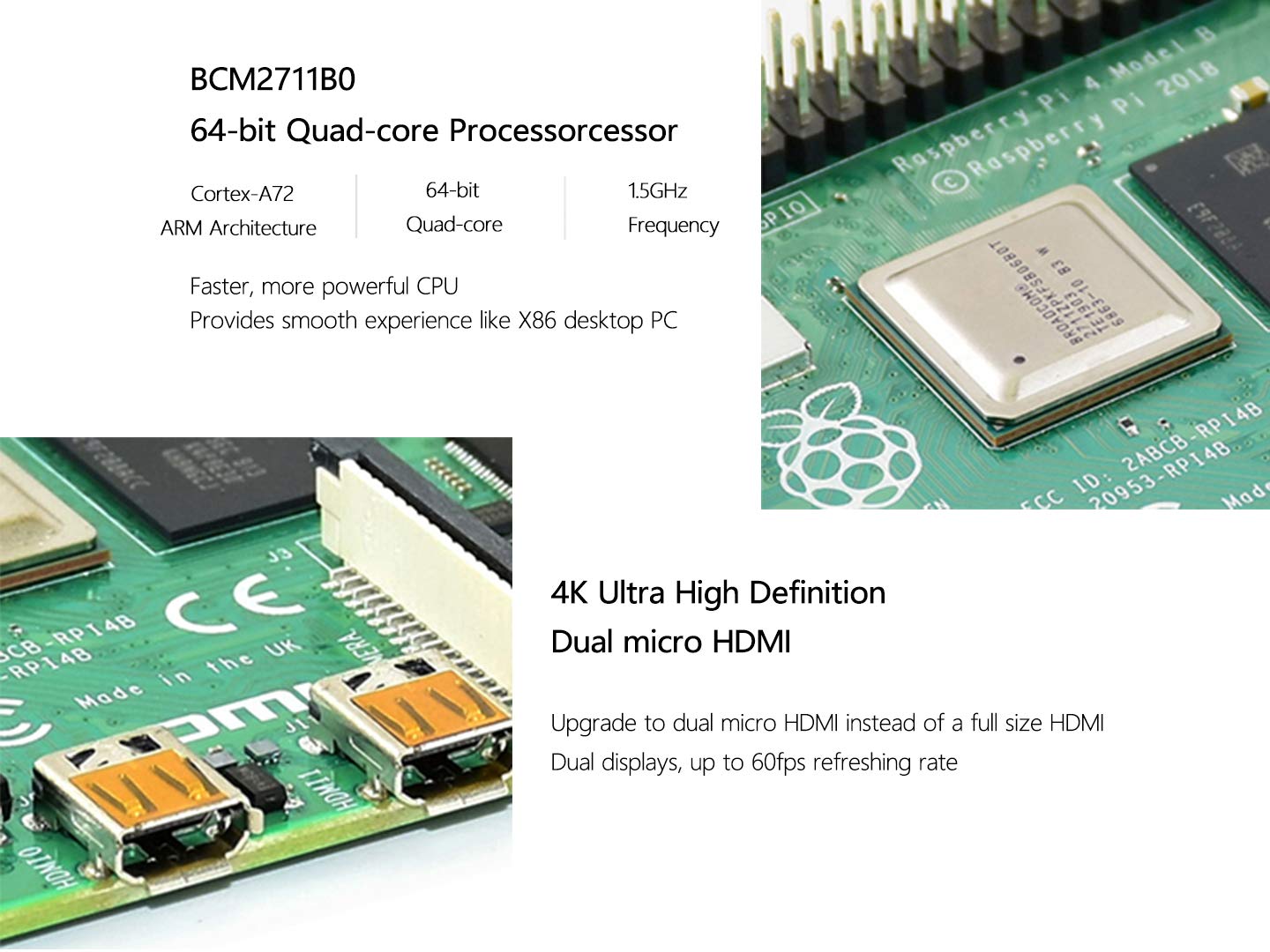 Waveshare Accessory Compatible with Raspberry Pi 4 Model B 2GB RAM with Powerful Processor Faster Networking Support Dual 4K Output and Different Choice of RAM Comes with a Copper Heat Sink
