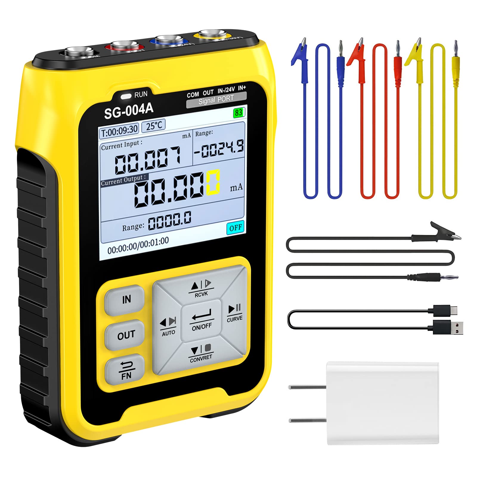 Upgraded SG-004A Signal Generator, Seesii 4-20mA 0-24V Adjustable Analog Current Voltage Generator Simulator with Real-time Curve,Historical Record, Resistance Pressure Generator Calibrator