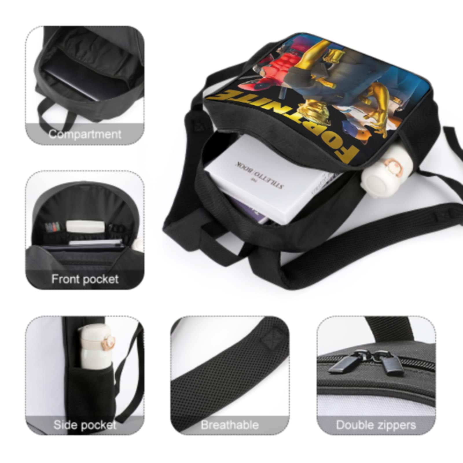 ZREVSB Unisex Anime Game backpack,3D Printing Backpack Unisex Game backpack Black-2
