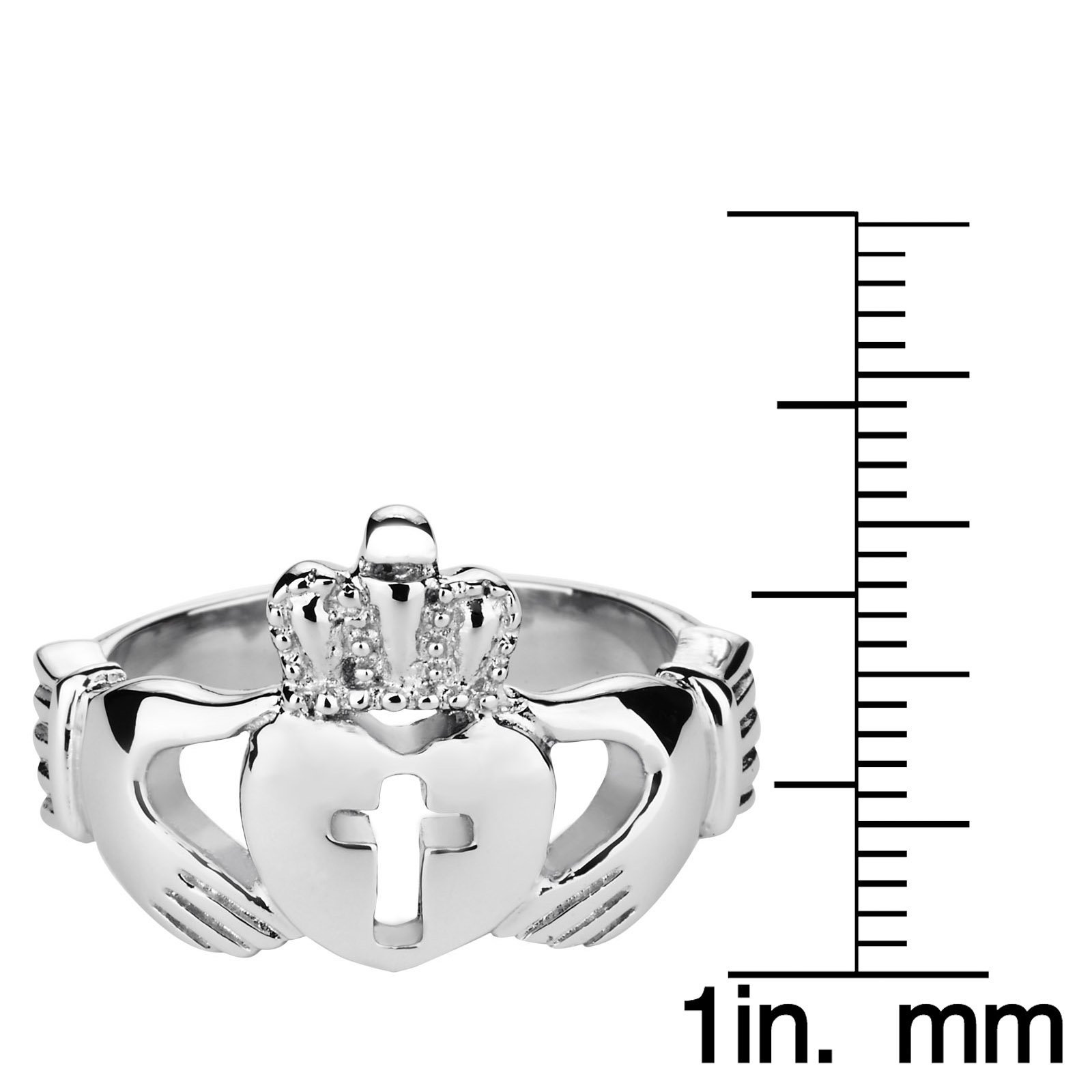 West Coast Jewelry | ELYA Stainless Steel Claddagh Cut-Out Cross Ring - Size 8