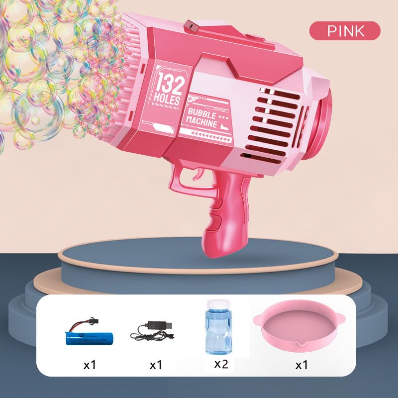 TIMBERRIDGE LINE Bubble Gun β Bubble Machine with LED Lights β 132-Hole Bubble Machine for Parties, Summer, Wedding, Outdoor Play β Bubble Blower for Kids and Adults β Automatic Bubble Blaster