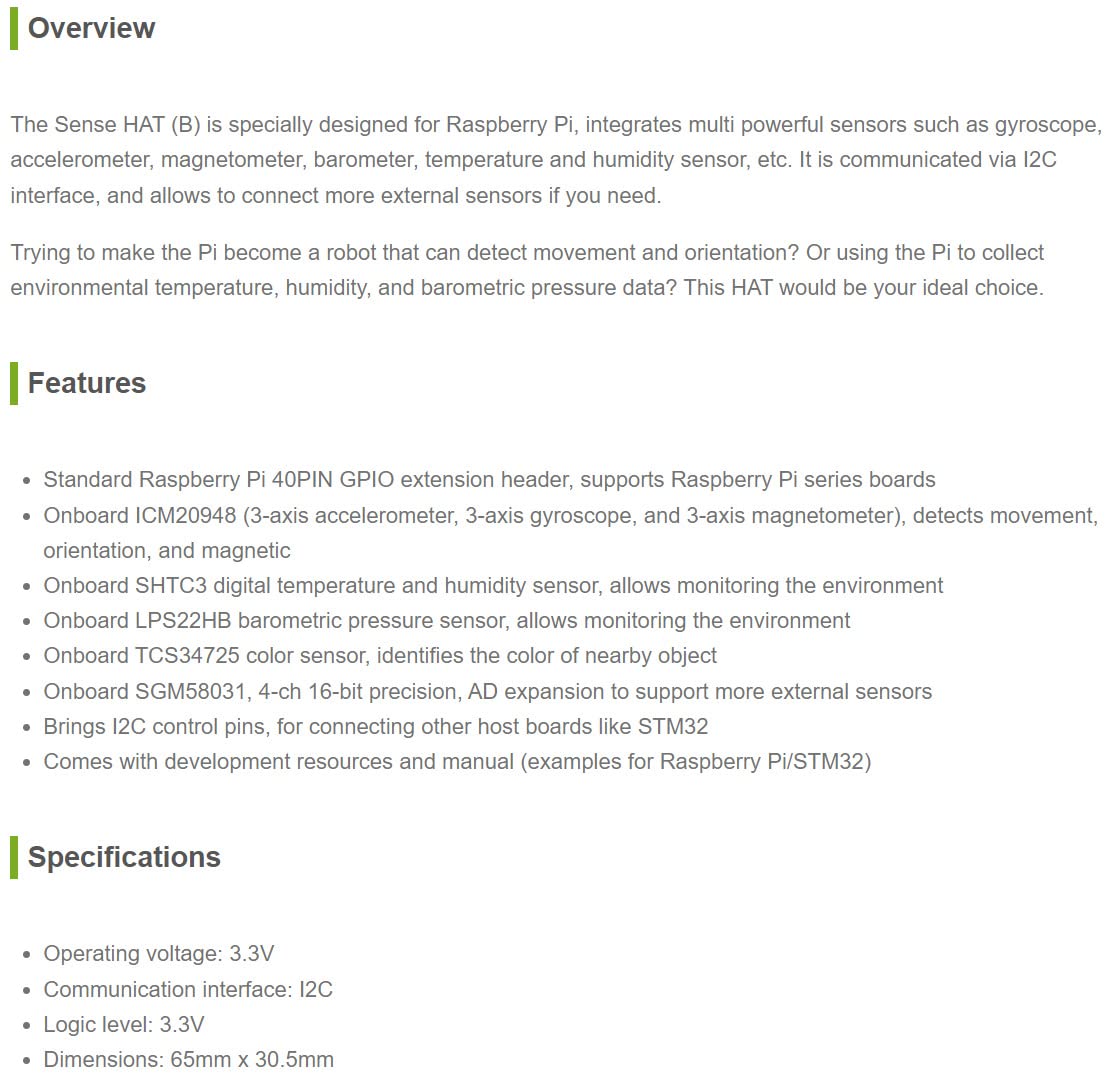 Waveshare Sense HAT (B) for Raspberry Pi Onboard Multi Powerful Sensors Supports External Sensors