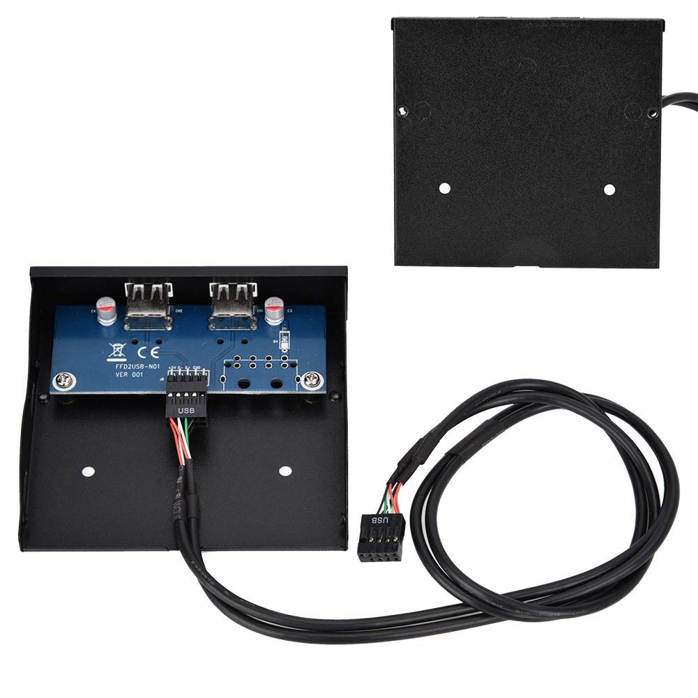 USB 2.0 Floppy Drive Front Panel,3.5 Inch USB2.0 2 Port 9-Pin Tinned Copper Wire Front Panel,Strict Accord with The Size of The Floppy Drive Interface