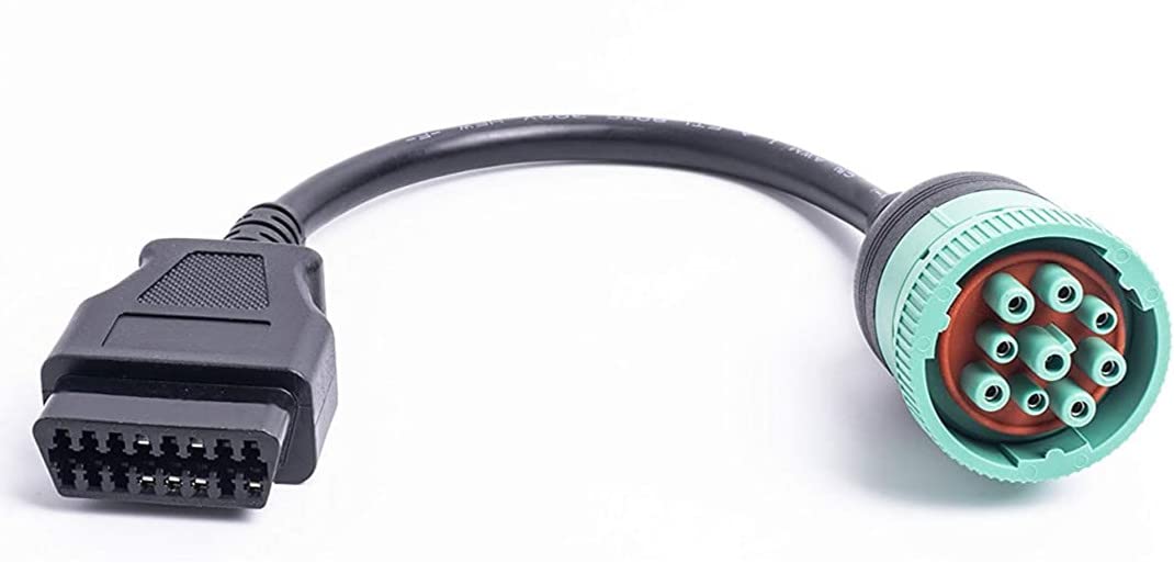 Type 2 Green J1939 9pin Female to OBD2 Female Cable
