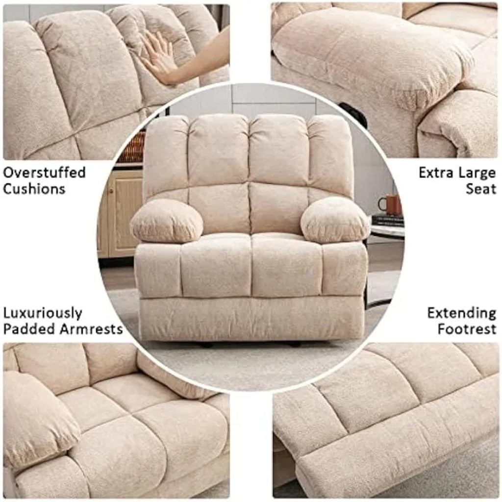 WXBDD Oversized Rocker Recliner Chair, Manual Recliner Single Sofa Couch, Soft Fabric Overstuffed Rocking Chair