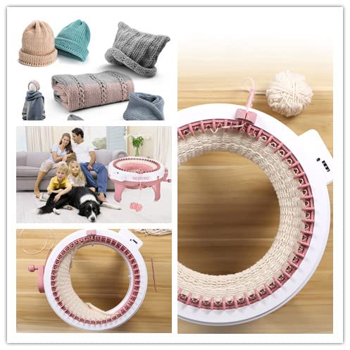 Yohencin Knitting Machine 48 Needles, Spinning Knitting Loom Circular Weaving Loom Knitting Board Rotating Double Knitting Loom Machine, DIY Portable Scarf Hat Socks Gloves Toys for Adults and Kids