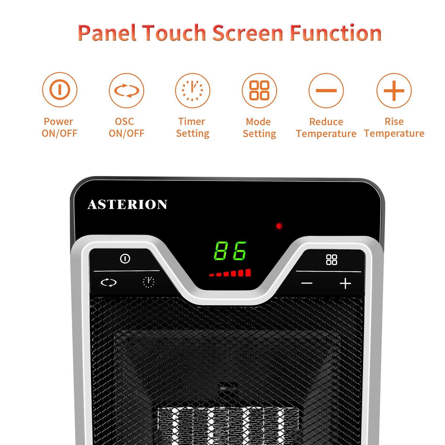 Space Heater for Indoor Use, ASTERION Portable Office Heater with Adjustable Thermostat, Ceramic Oscillating Heater with 24H Timer Remote Tip Over Overheating Protection for Home Bedroom, 1500W Black