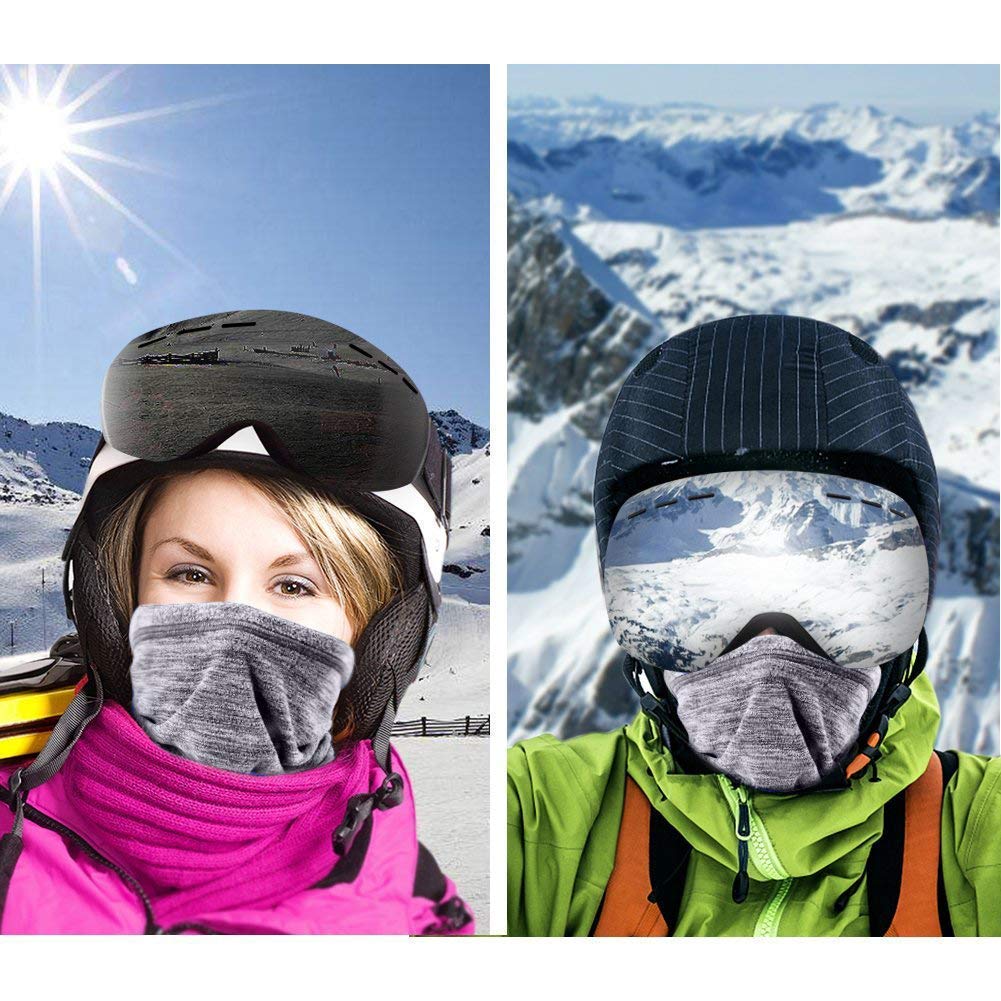 UHEREBUY Winter Thermal Neck Warmer/Neck Gaiter Face Scarf/Face Cover Winter Ski Mask - Cold Weather Balaclava (Grey+Dark Blue)