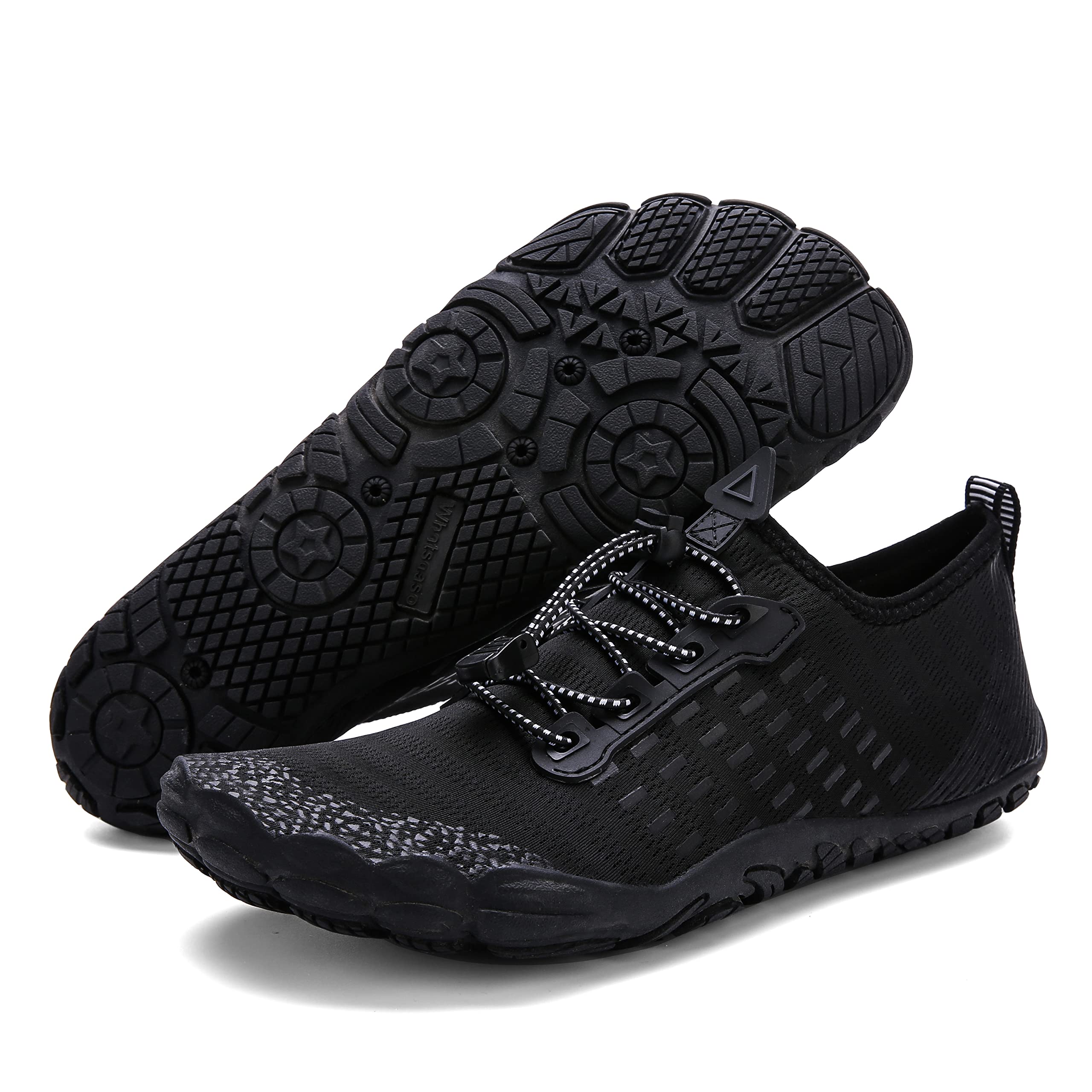 Whatseaso Water Shoes for Women Quick Dry Aqua Barefoot Shoes for Beach Swimming Boating Surfing Diving 8 Women/6.5 Men, Black