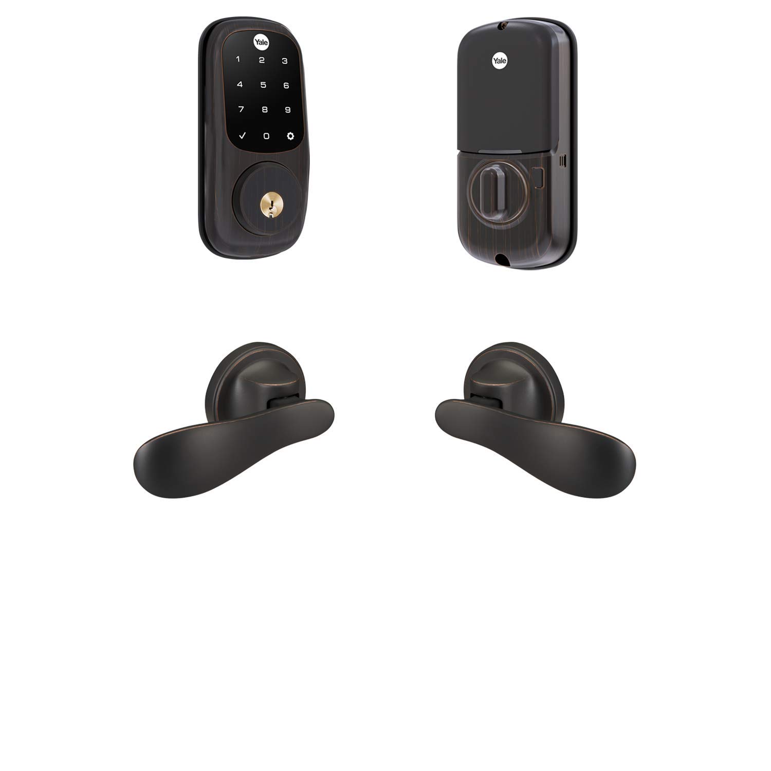 Yale Security B-YRD226-ZW-NV-0BP Yale Assure Lock Z-Wave Navis Paddle-Works with Ring Alarm, Smartthings, and Wink Smart Touchscreen Deadbolt with Matching Lever, Oil Rubbed Bronze