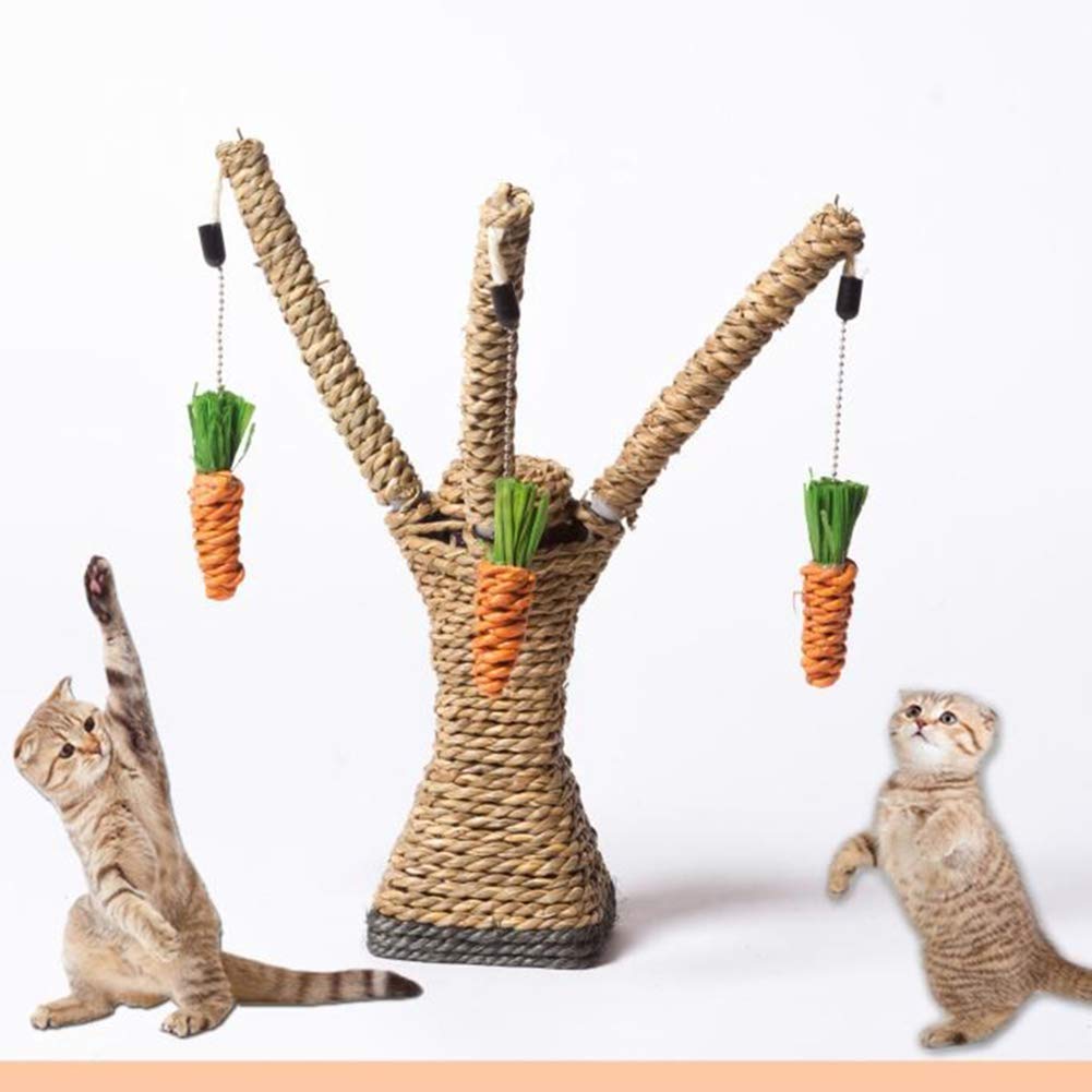yanbirdfx Cat Scratcher Tree Shape Hanging Carrot Scratch-Resistant Post Toy Pet Supplies