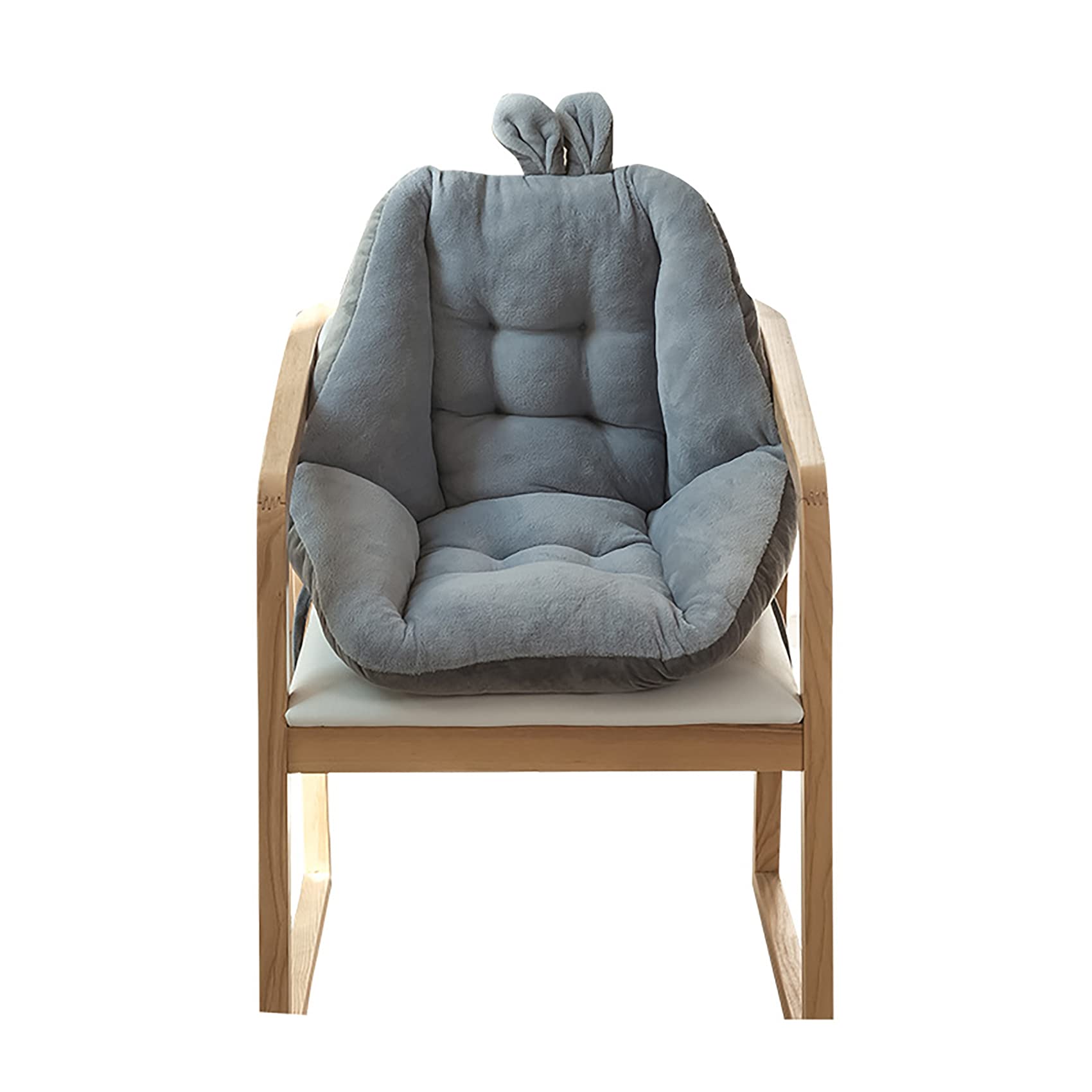 ZYBCQL Semi-Enclosed Bunny Ears Seat Cushions with Ties,Cute Cartoon Crystal Velvet Chair Cushion Floor Pillow for Office Chair-Grey 52x52cm(20.5x20.5in)