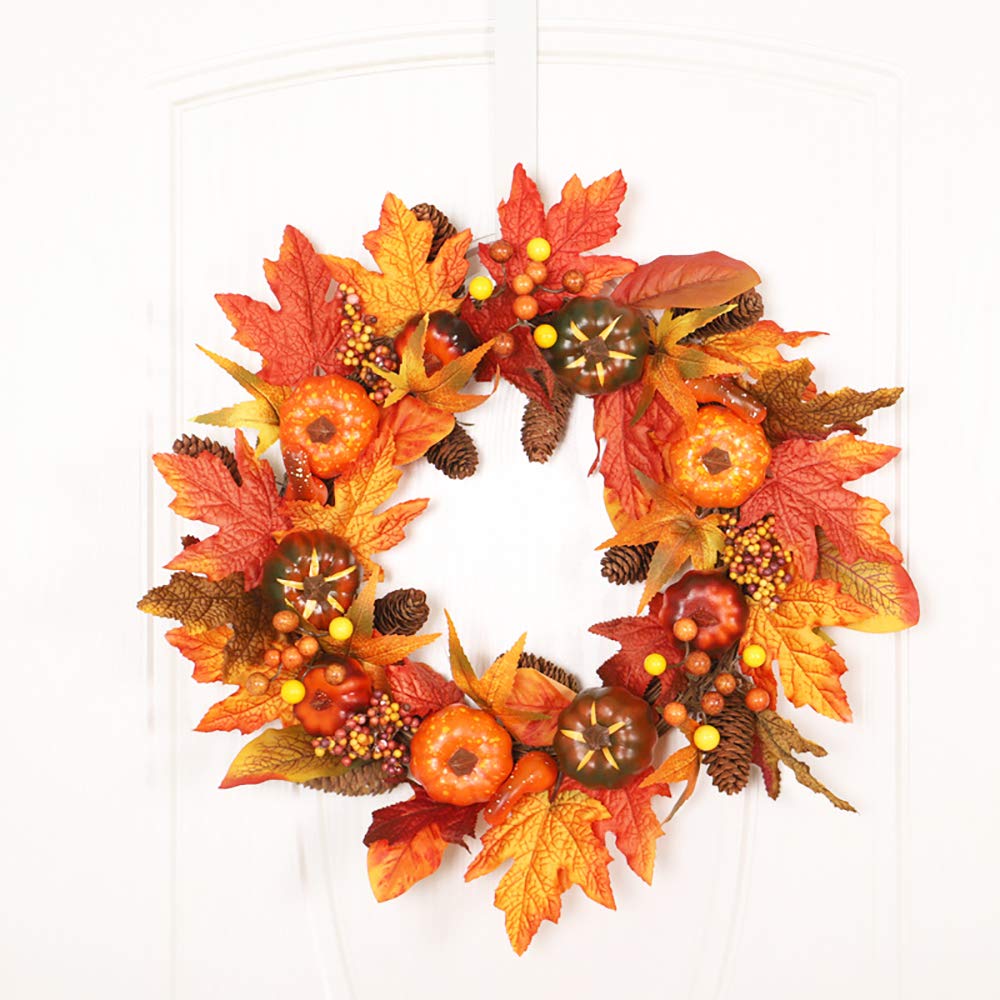 wonuu Fall Wreaths for Front Door 22 Inch Home Wall Decor Handcrafted Boxwood Base for Halloween Thanksgiving Day Autumn