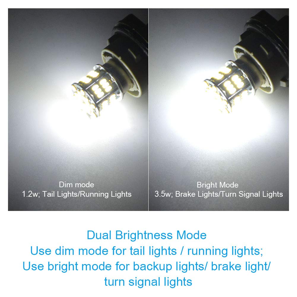 YITAMOTOR 12V 1157 LED Bulb White, 54SMD 650 Lumens, BAY15D 7528 2357 2057 LED Replacement Light Bulbs for Brake Tail Running Parking Backup Light for Car RV Motorcycle Boat, 2-Pack