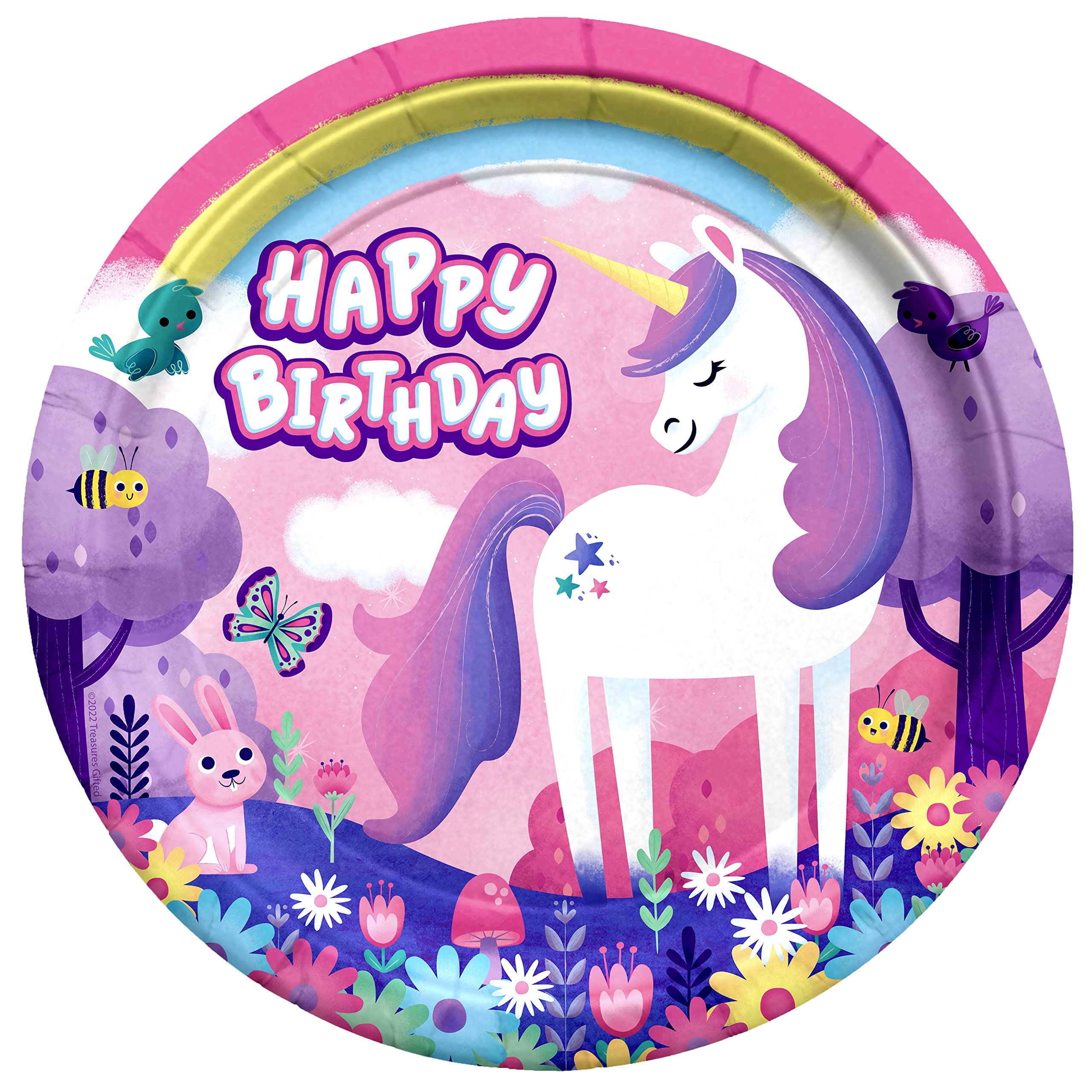 Treasures Gifted Rainbow Unicorn Plates 24ct - 9in Dinner Unicorn Party Plates - Unicorn Party Supplies - Unicorn Birthday Party Supplies - Unicorn Rainbow Party Decorations - Unicorn Birthday Plates