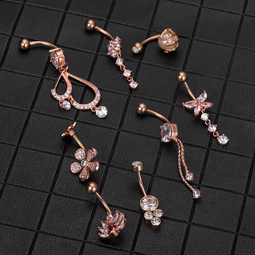 WASOLIE8PCS 14G Sliver Button Jewelry Stainless Steel Belly Rings for Women