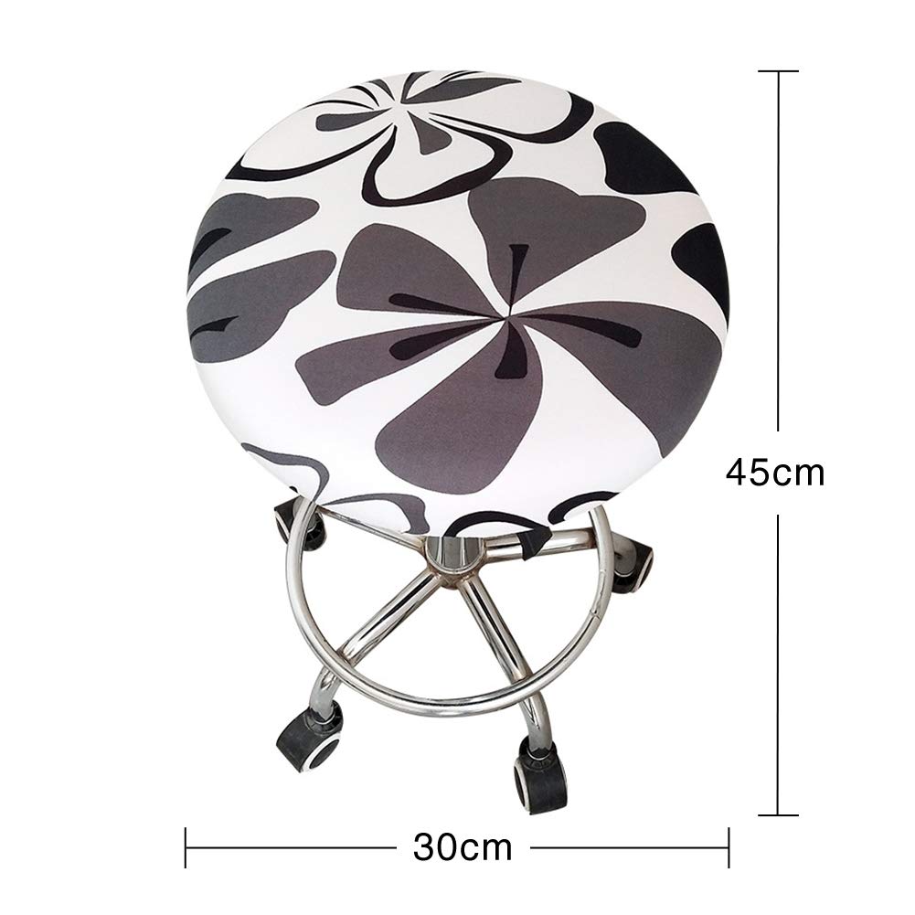 Yooha Round Stool Covers, Four Seasons Soft Elastic Floral Printed Round Chair Seat Slipcover Protector for Home Office Bar (2)