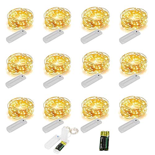 YJFWAL 12 Pack 30 LED Fairy String Lights with Timer function, Waterproof Fairy Lights Wire Lights,Battery Operated Firefly Lights(AAA Batteries Included),for Patio,Garden,Wedding Decor (Warm White)