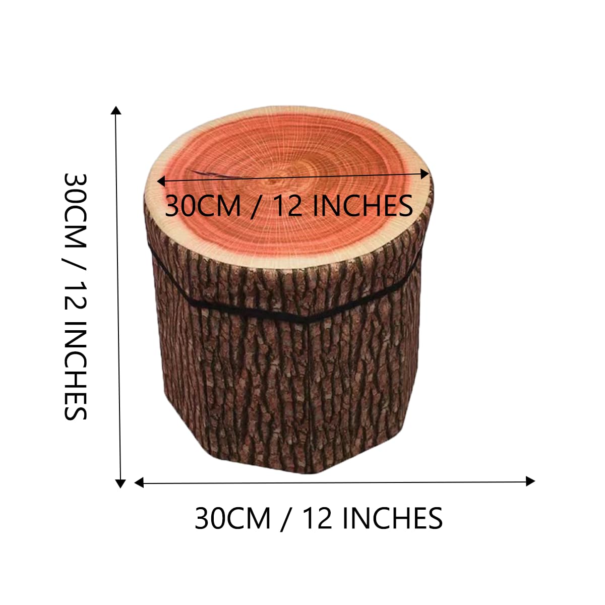 Tree Stump Stool Storage Ottoman 12 x 12 Inch Folding Storage Tree Stump Toy Box Storage with Foam Cushion, Cute Creative Collapsible Storage Seat Chest (2)