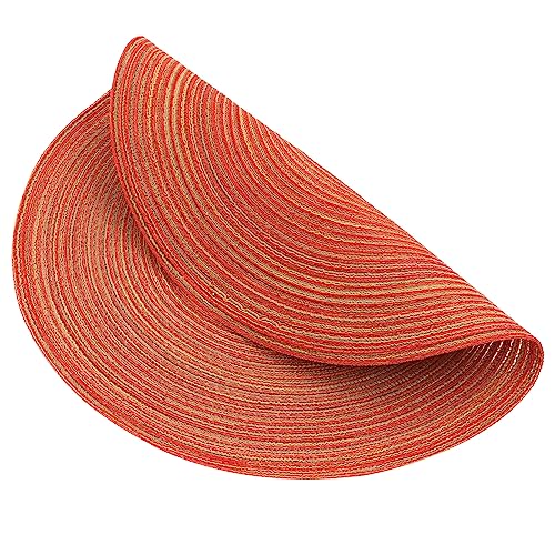 Topotdor 15 Inch Round Placemats Stain Resistant Anti-Skid Washable Polyproplene Table Mats Placemats(Multicolor Red, Set of 6)
