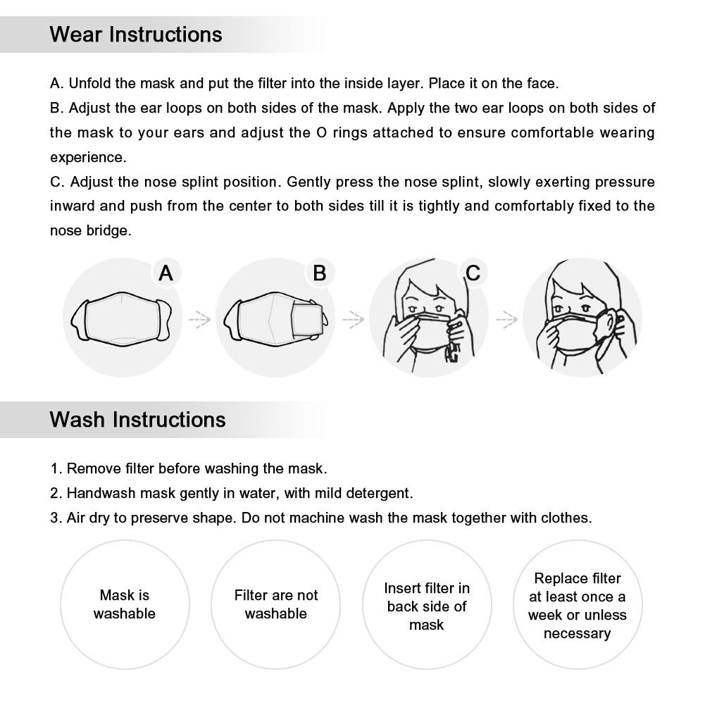 UTRIPSUNEW Face Masks for Women - Cotton Face Mask Washable Reusable Cloth Mask with 4 Filters Adjustable Ear Loops & Nose Wire