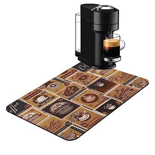 Topotdor Coffee Mat - Coffee Bar Mat for Countertops, 18"x24" Super Absorbent Anti-Slip Dish Drying Mat for Kitchen Counter, Under Coffee Maker Mat Espresso Machine Mat Coffee Station Accessories