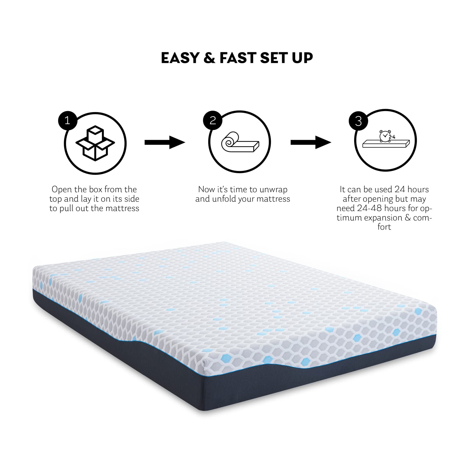TMEOSK Queen Size Mattress, 10 Inch Gel Memory Foam Mattress with Infused Bamboo Charcoal, Mattress in a Box for Cool Sleep & Balance Support & Pressure Relief