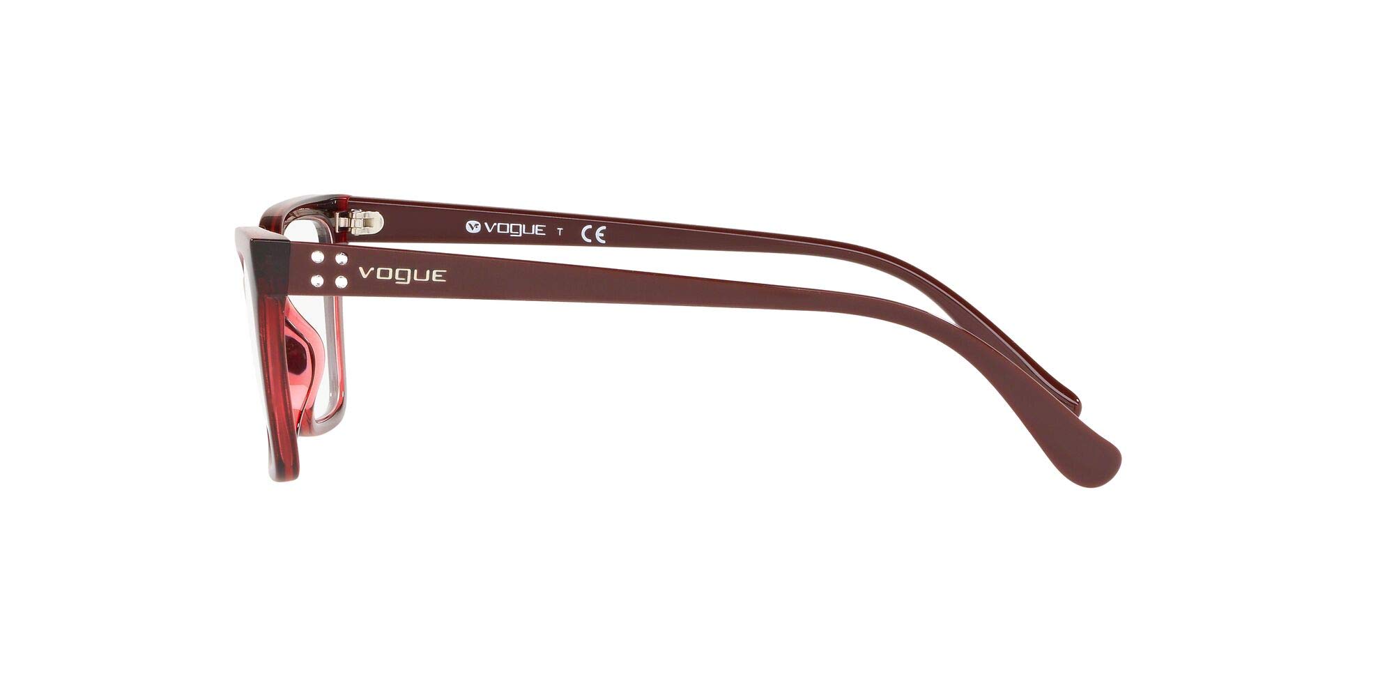 Vogue Eyewear Women's Vo5275b Rectangular Prescription Eyeglass Frames, Top Bordeaux/Transparent/Demo Lens, 52 mm