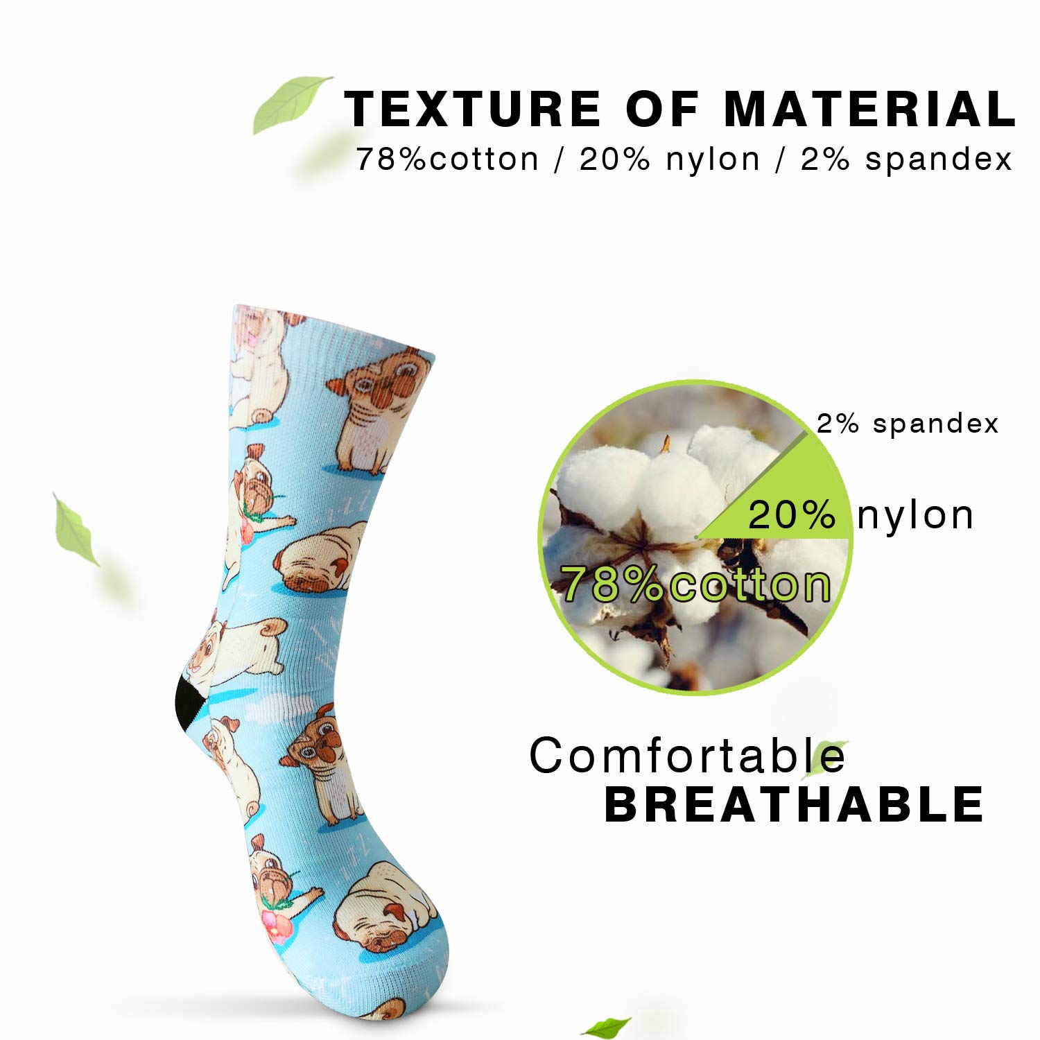 ULQUIEOR Women's Flower Dog Cotton Performance Cushion Novelty Athletic Soprt Crew Socks