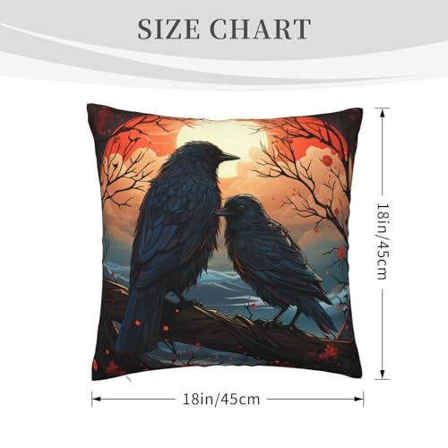 Throw Pillow Case Decorative Pillowcase Square Cushion Covers Couch Sofa Car Bedroom 18x18 Inch - Raven Moon Cool