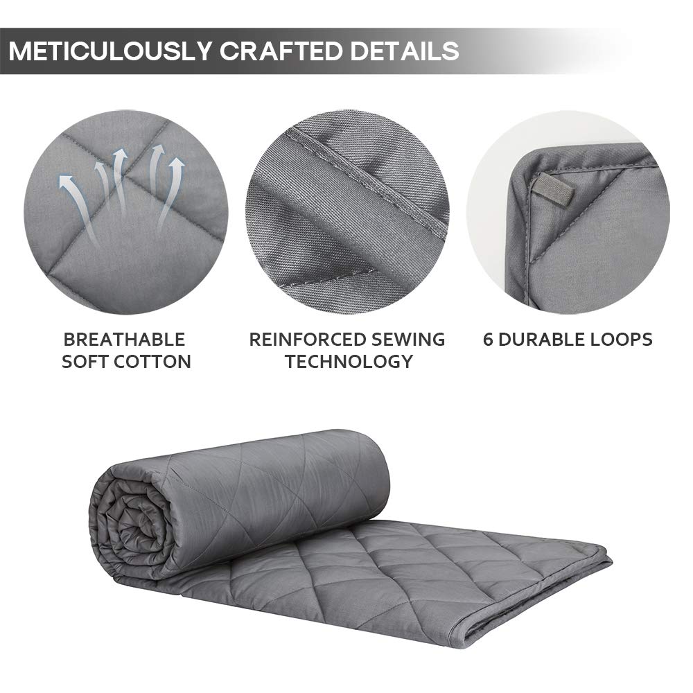 WarmHug Weighted Blanket Kids 7 lbs 40" x 60" Cooling Breathable Heavy Blanket with Premium Glass Beads, Grey